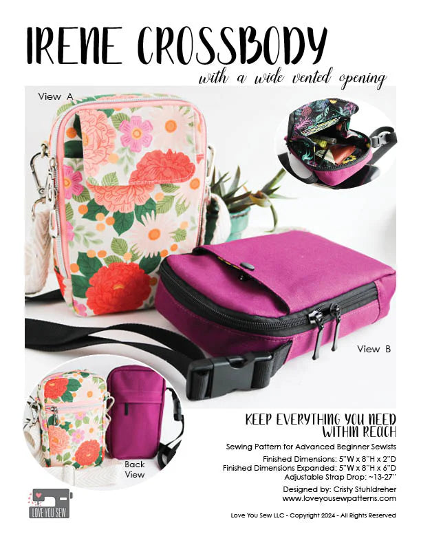 Irene Crossbody Bag Paper Pattern | Love You Sew Patterns – Little ...